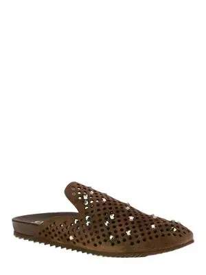 PEDRO GARCIA Braidy Embellished Perforated Flat Sandals - Brown
