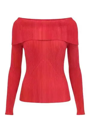 ISAIA Isaia Ribbed Knit Off-the-Shoulder Sweater