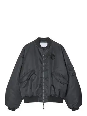 Cecilie Bahnsen Feilan Bow-detail Ruched-sleeves Bomber Jacket - Black