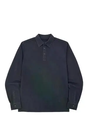 HERITAGE Long-sleeve Button-down Polo Shirt - Black
