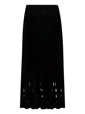 TWINSET Pointelle Knit Cut-out Midi Skirt - Black