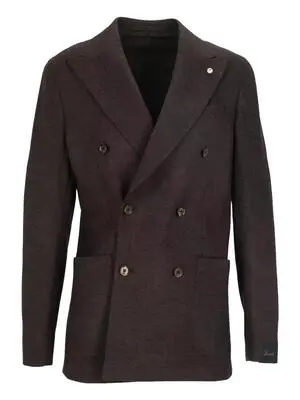 L.B.M. 1911 Double-breasted Peak-lapel Blazer - Brown