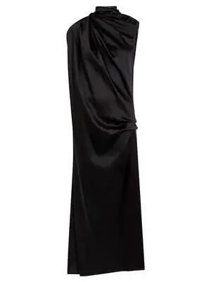 HEIRLOME Kate Draped Asymmetric Midi Dress - Black
