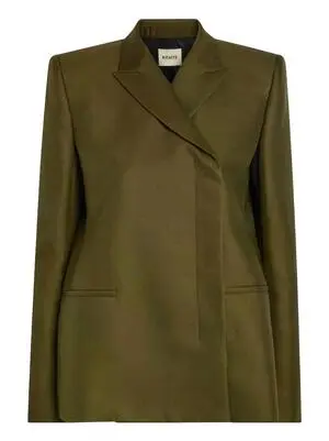 Khaite Silvannah Peak-lapel Wrap-front Blazer - Green