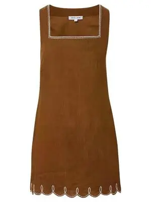 VERONICA BEARD Veronica Beard Linen Mini Dress With Contrast Stitching