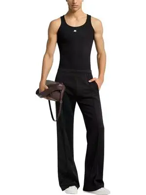 COURREGES Side-stripe Pintuck Track Pants - Black