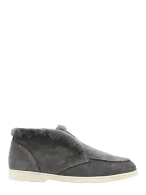 DOUCAL'S Shearling-trim Suede Loafers - Grey