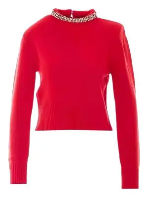 PINKO Pinko Crystal-Embellished Mock Neck Sweater