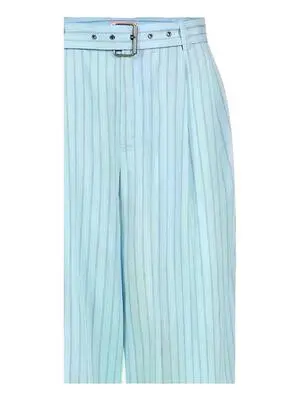 Iceberg Belted Pinstripe Trousers - Blue