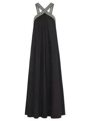 GAUDI Sleeveless Maxi Dress With Flared Hem - Black