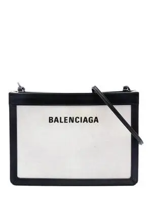 Balenciaga 2019 Canvas Navy Pochette M Crossbody Bag - Black