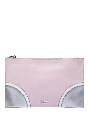Prada Tricolor Saffiano Leather Clutch Bag - Pink