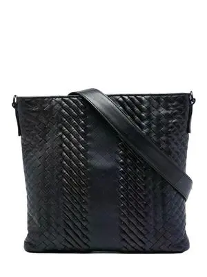 Bottega Veneta Leather Intreccio Crossbody Bag - Black