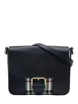 Burberry Haymarket Check Nylon And Leather Dickens Crossbody Bag - Black