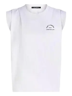 Karl Lagerfeld Logo Print Sleeveless Tank Top - White