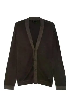 Emporio Armani V-neck Virgin Wool Cardigan - Green