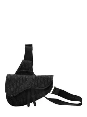 Dior Oblique Canvas Saddle Crossbody Bag - Black