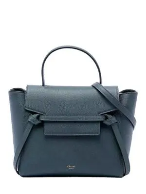 Celine Nano Grained Calfskin Belt Bag Satchel - Blue