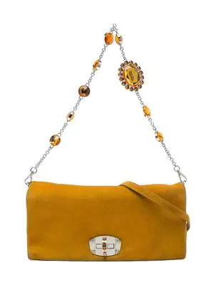 Miu Miu Suede Crystal Chain Satchel - Yellow