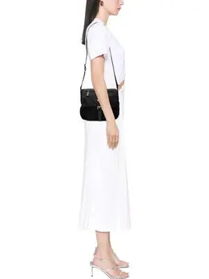 Prada Tessuto Zip Buckle Crossbody Bag - Black