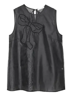 Cecilie Bahnsen Alba Sleeveless Organza Blouse With Bow Detail - Black