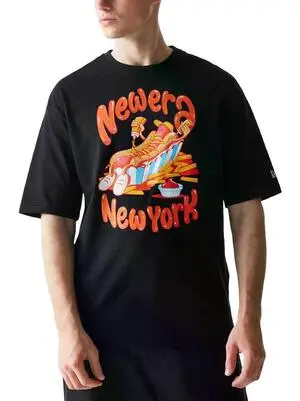 New Era Graphic Print Oversized T-shirt - Black