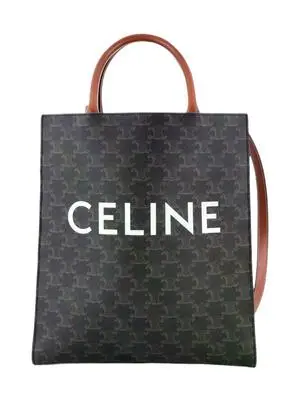 Celine Vertical Cabas Triomphe Coated Canvas Small Tote Bag - Brown