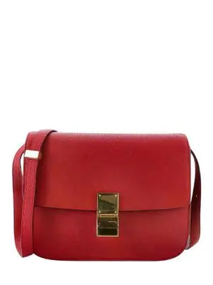 Celine Grainy Leather Medium Crossbody Bag - Red
