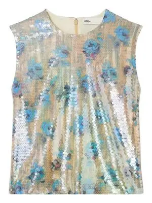 Tory Burch Sleeveless Sequin Embellished Blouse - Neutrals