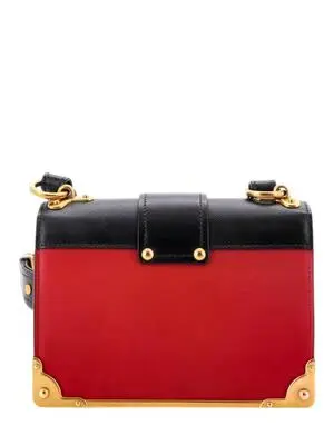 Prada Cahier Leather And Saffiano Leather Small Crossbody Bag - Red