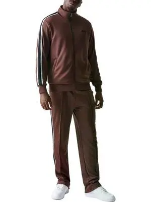 New Era Script-embroidered Side-stripe Track Pants - Brown
