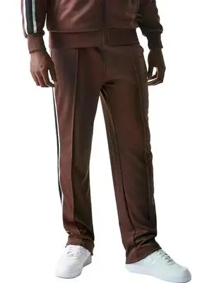 New Era Script-embroidered Side-stripe Track Pants - Brown