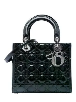 Dior Medium Patent Cannage Lady Satchel - Black
