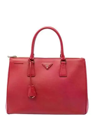Prada Saffiano Lux Galleria Double Zip Tote Bag - Red