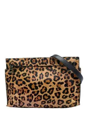 Loewe Pony Hair Leopard Print And Calfskin Crossbody Bag - Brown