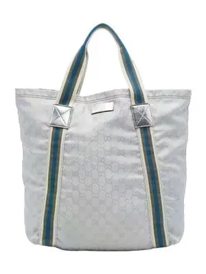 Gucci Gg Canvas Web Tote Bag - Grey