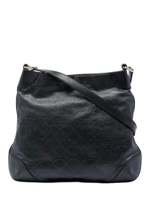 Gucci Embossed Leather Shoulder Bag - Black