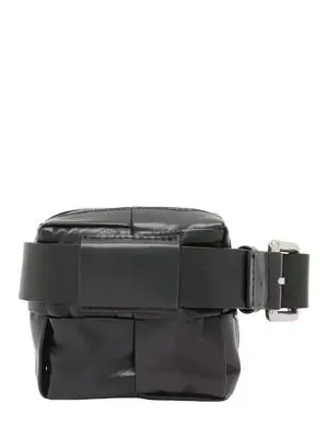 Bottega Veneta Paper Calfskin Intrecciato Cassette Belt Bag - Black