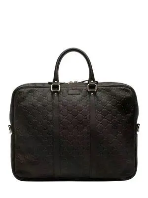 Gucci Embossed Leather Business Bag - Brown