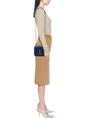 Saint Laurent 2018 Small Lambskin Vicky Crossbody Bag - Blue