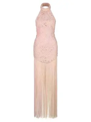 ATOIR Elle Fringed Textured-finish Maxi Dress - Pink