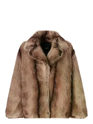 Pinko Faux-fur Notch-lapels Coat - Brown