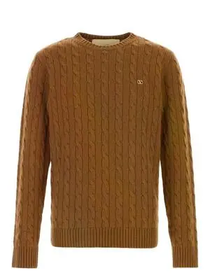 Valentino Garavani Cable Knit Vlogo Sweater - Brown