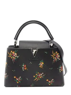 LOUIS VUITTON Louis Vuitton Calfskin Blossom Capucine PM Satchel Black