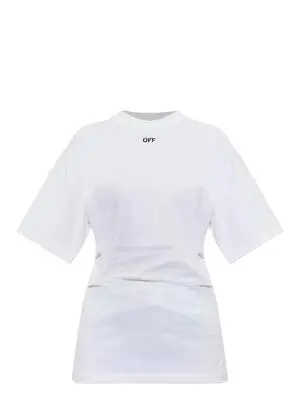 Off-White Off Stamp Logo Print Pleated T-shirt - White