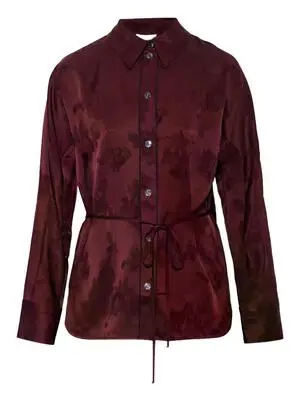 GANNI Floral Motif Tie-waist Shirt - Red