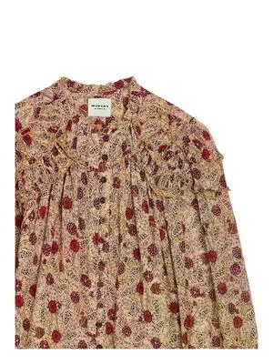 MARANT ETOILE Christa Floral Print Ruffled Shirt - Neutrals