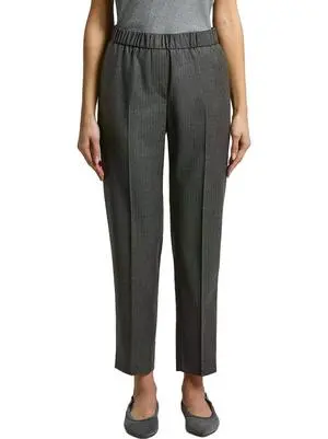 Peserico Pinstriped Elasticated Waist Trousers - Grey