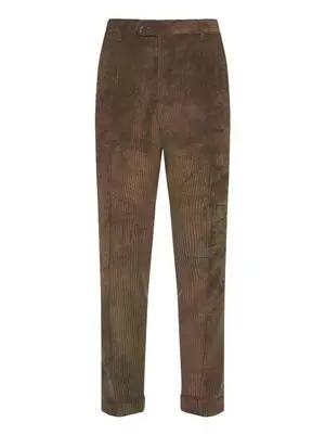 BARBA NAPOLI Corduroy Pleated Trousers - Brown
