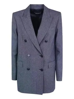 DRHOPE Double-breasted Peak-lapel Blazer - Grey